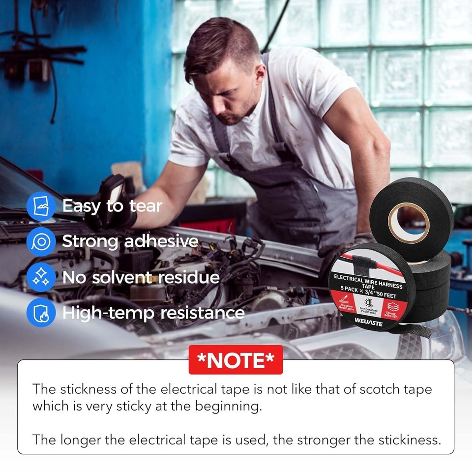 5 Rolls Cloth Tape Wire Electrical Wiring Harness car auto suv truck 3/ ...