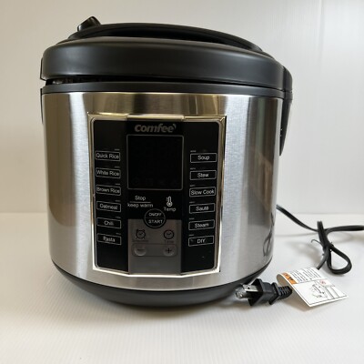 NEW COMFEE' Compact Rice Cooker, 6-in-1 Stainless Steel Multi Cooker ...