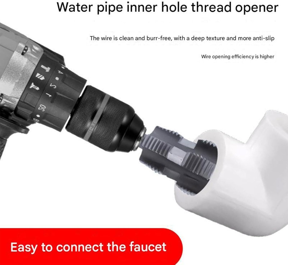 Electric Drill Compatible PVC Pipe Threader Kit for Electric Drill, 1/2 ...