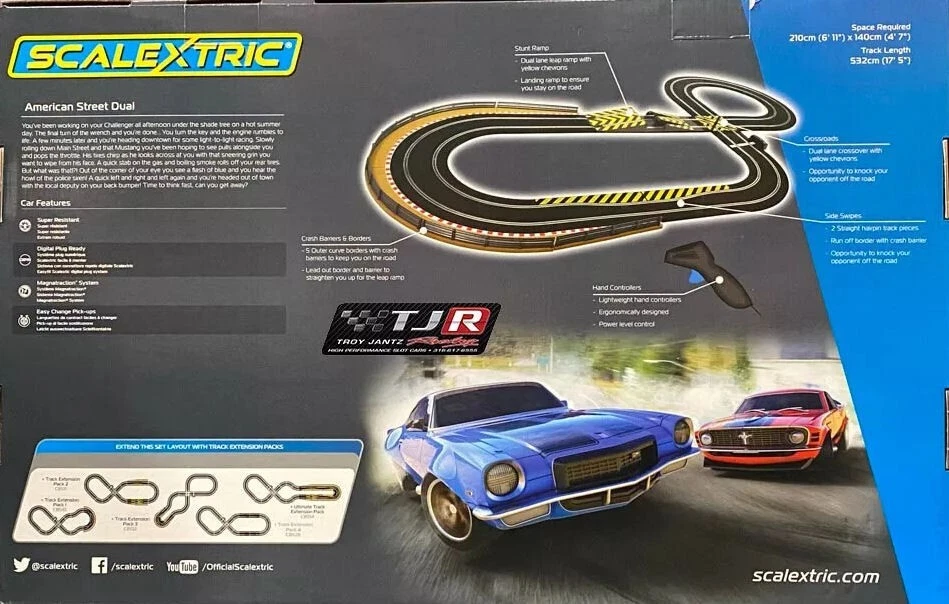 Scalextric American Street Duel -Over 17' Track Length 132 Slot Car ...