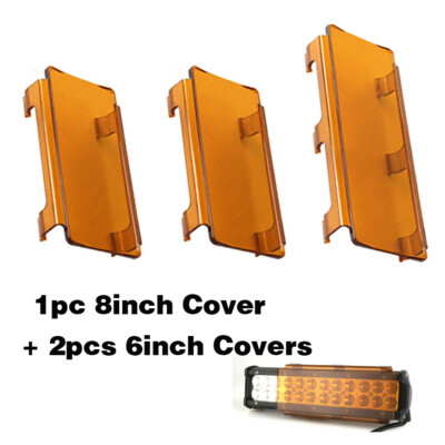 20" Inch Amber Lens Cover 2x 6"+8" For Straight Curved Offroad LED ...