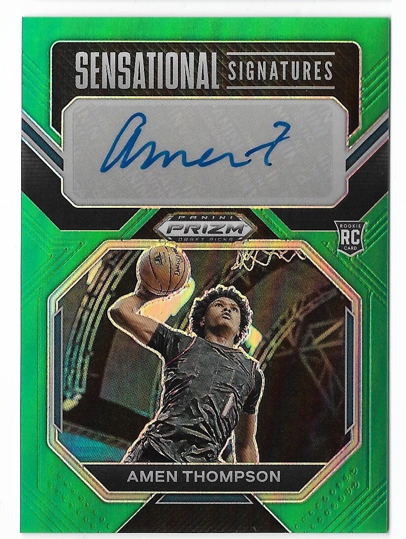 AMEN THOMPSON 2023 PANINI PRIZM ROOKIE GREEN DRAFT PRIZM AUTO AUTOGRAPH ...