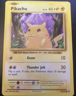Pokémon TCG Pikachu Evolutions 35/108 Super Rare Common First Edition ...