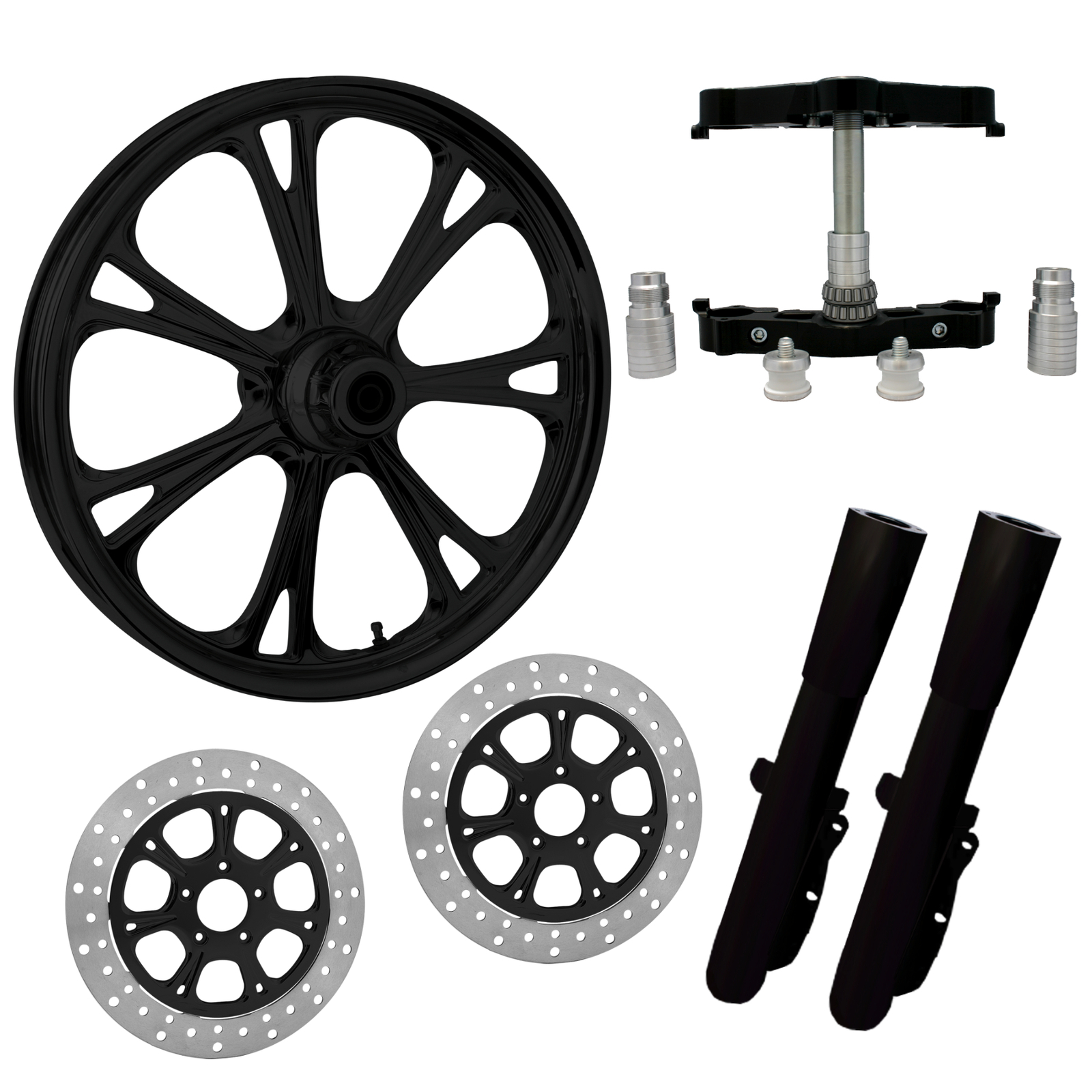 Epic Black 23" Wheel Tire Dual Rotors w/ Raked Triple Trees Lowers ...