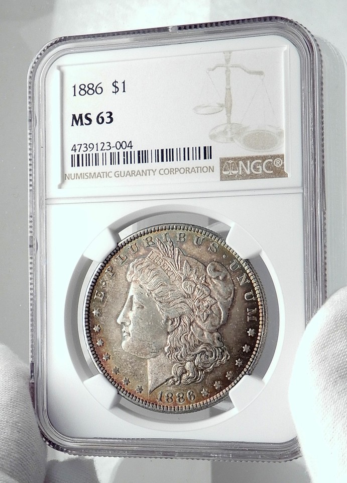 1886 UNITED STATES of America SILVER Morgan US Dollar Coin EAGLE NGC MS ...