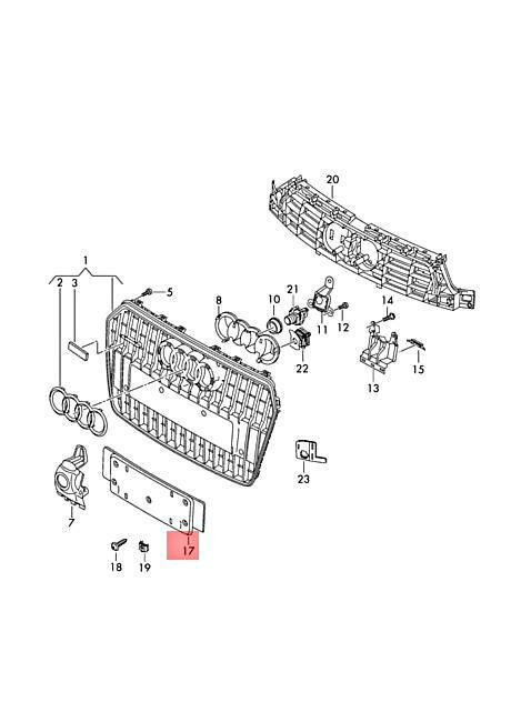 AUDI A6 ALLROAD QU. LICENCE PLATE HOLDER PLATINUM GREY 4G0807285BE1RR ...