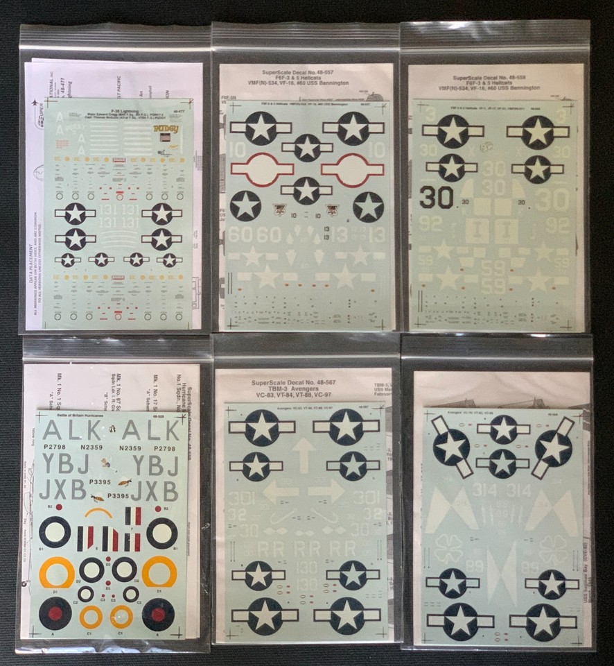 Large Lot (30 sheets) of 1/48 Scale Superscale Model Aircraft Decals ...