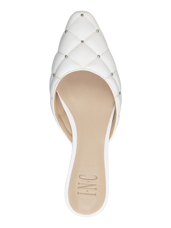 INC Womens White Square-Pointed Zafira Pointed Toe Block Heel Slip On ...