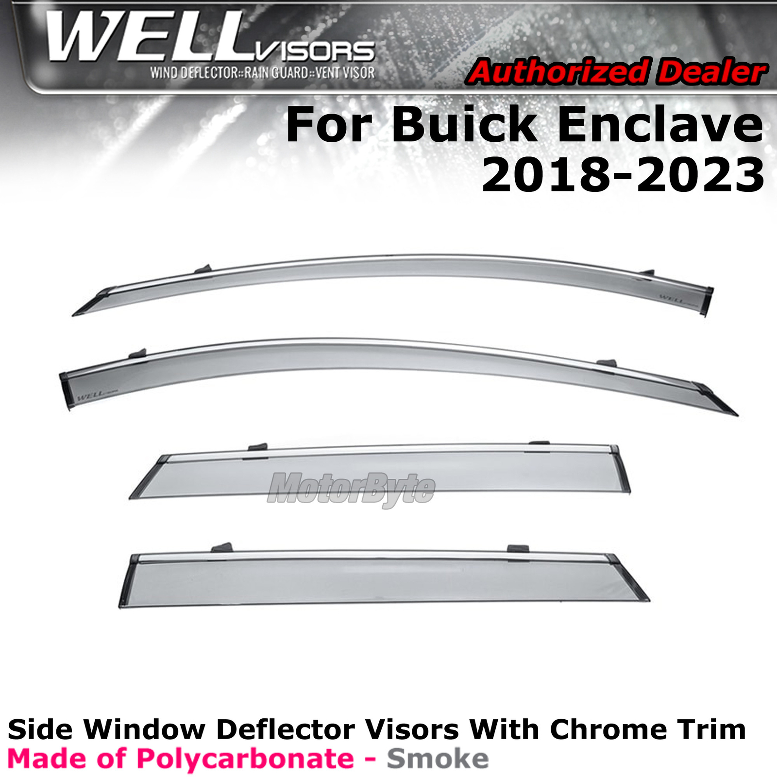 WELLvisors For Buick Enclave 18-24 Side Window Visor Chrome Trim Guard ...