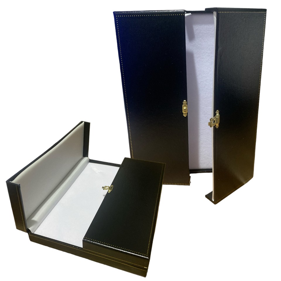 Black Leatherette Double Door Necklace Box, Gift , presentation and ...