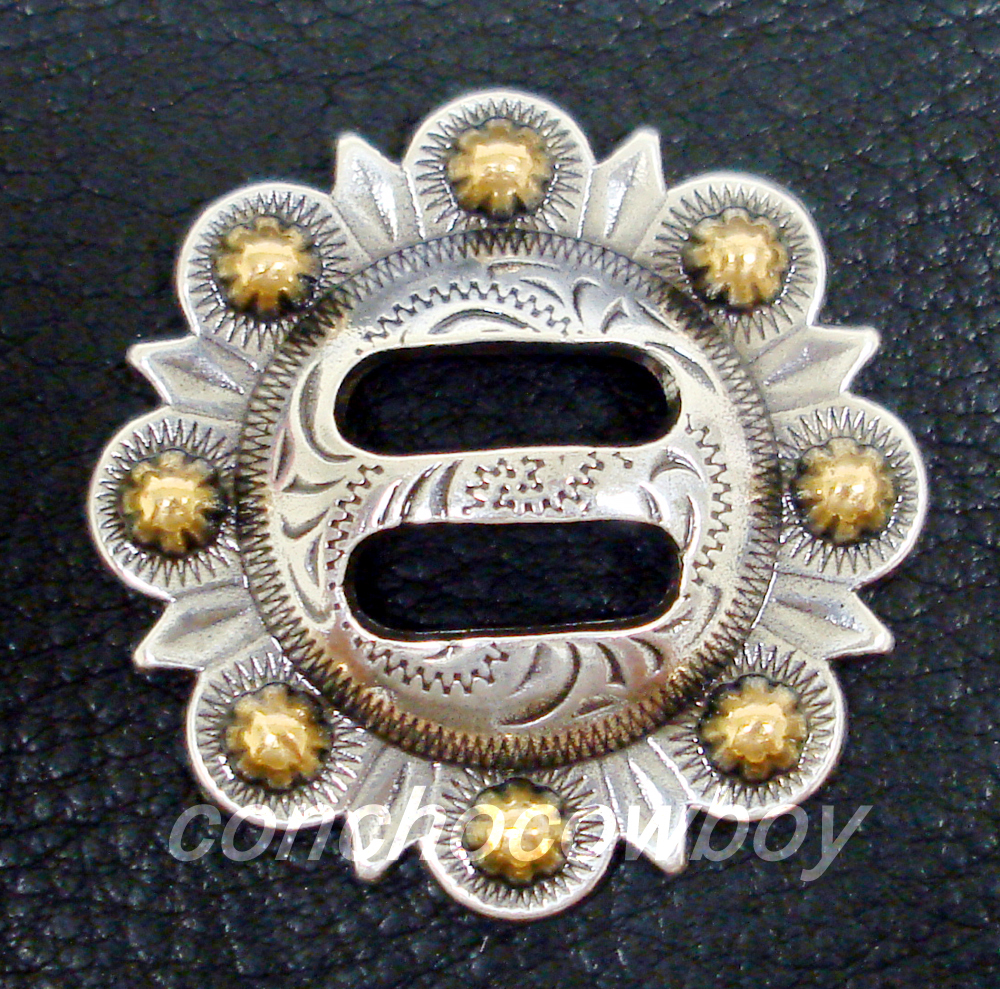 Set of 6 WESTERN SADDLE HEADSTALL TACK ANTIQUE GOLD SLOTTED BERRY ...