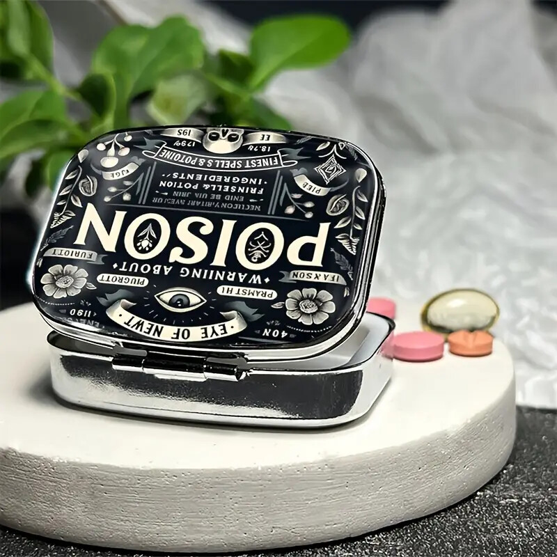 Poison Spirit Floral Metal Pill Box, 2-Compartment Portable Travel Size ...
