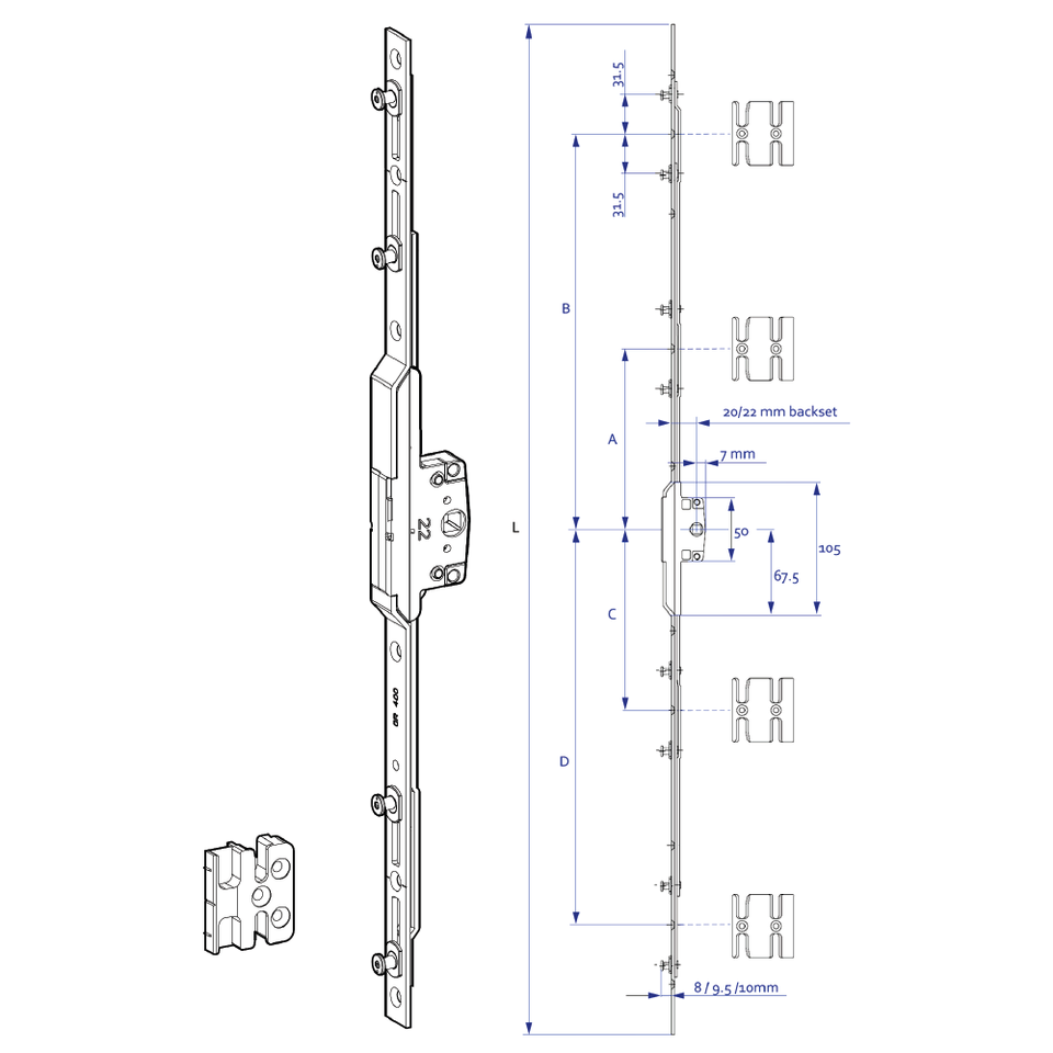 UPVC Window Lock Espag 900mm Mechanism Rail Bar Rod Double Glazing Sash ...