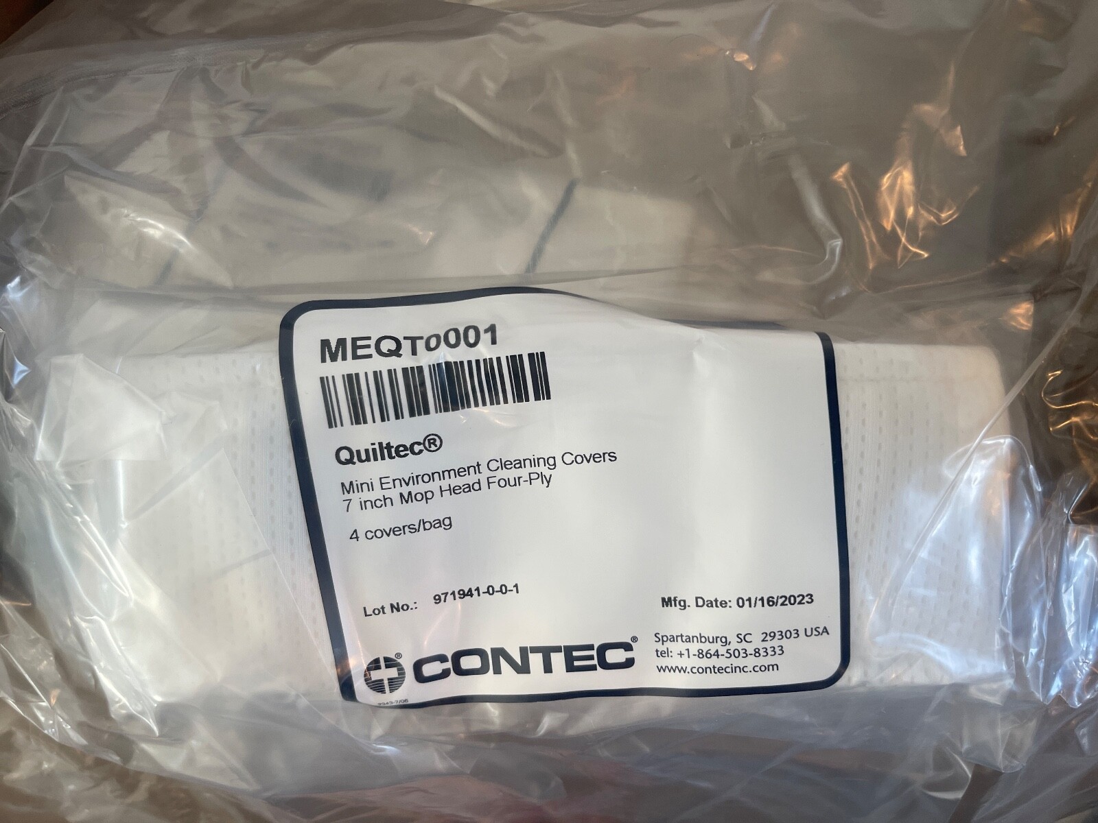 Contec Quiltec MEQT0001 Cleaning Covers 7" Mop Head 4-Ply 4 Covers Bag ...