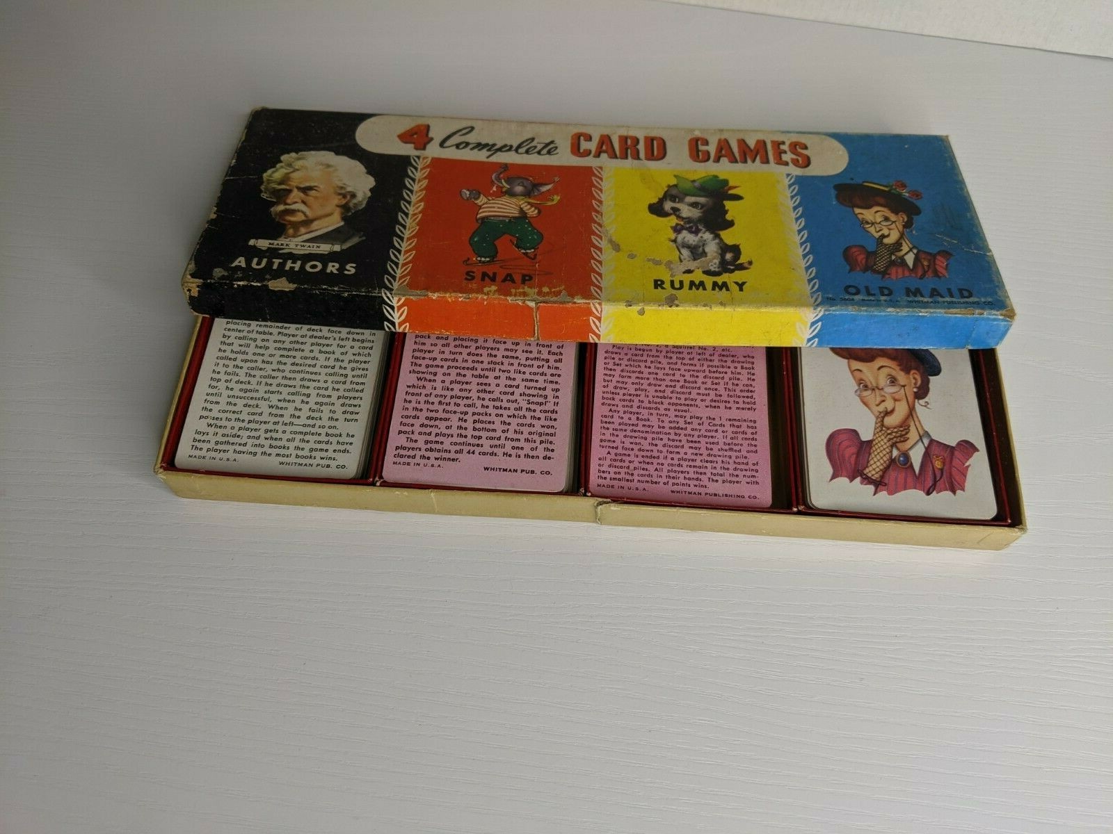 Vintage Whitman Card Games 4 Complete Games Old Maid, Snap, Rummy ...