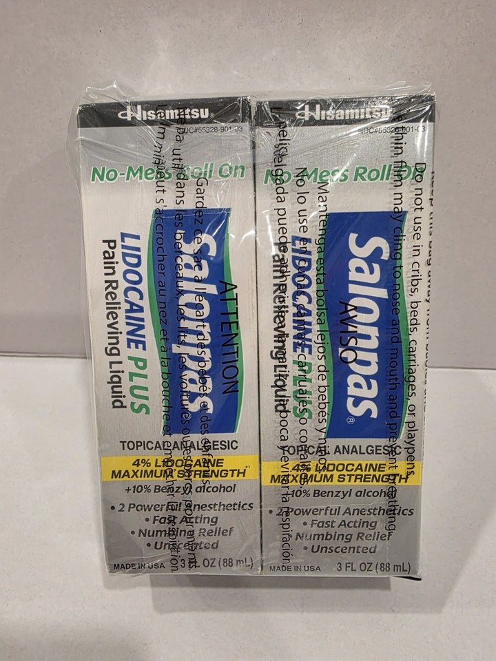 (2 pack) Salonpas Maximum Strength Lidocaine 4% Pain Relief Roll-on ...