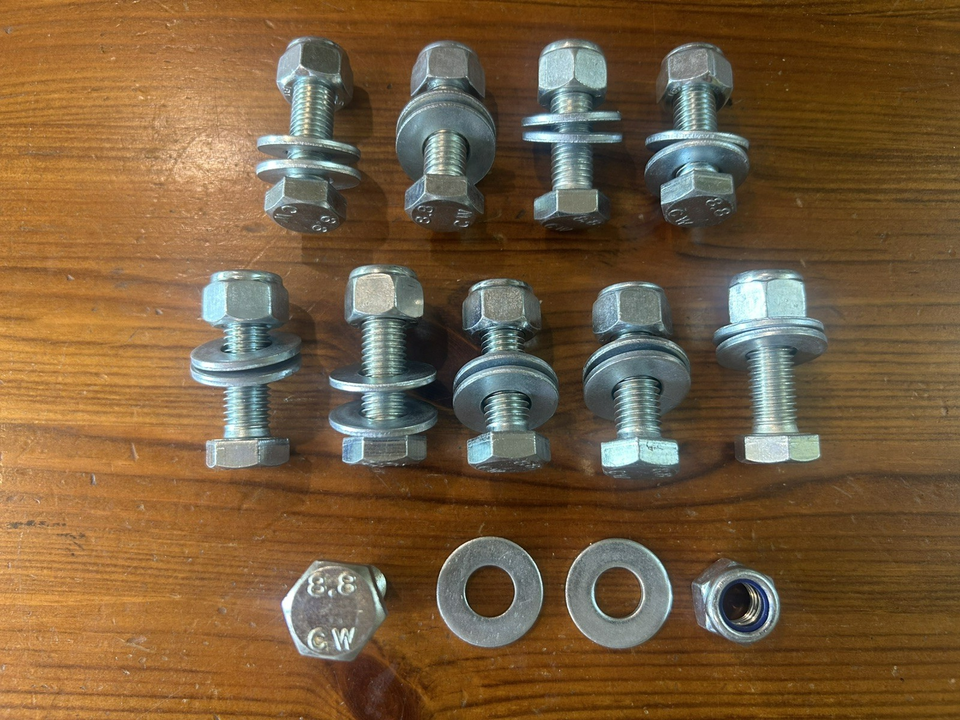 M12 x 40mm Bolts, Nyloc Nuts, Flat Washers - 10 Bolts, 10 L/Nuts, 20 ...