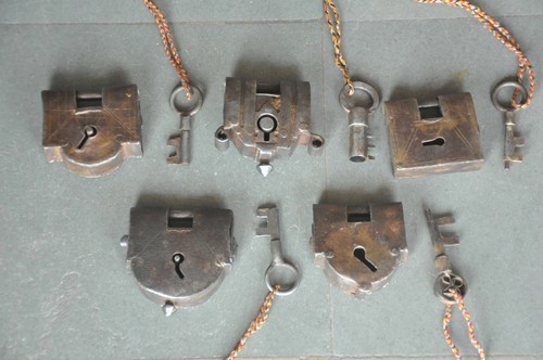 5 Pc Vintage Iron Handcrafted Different Unique Shape Padlocks,Rich ...