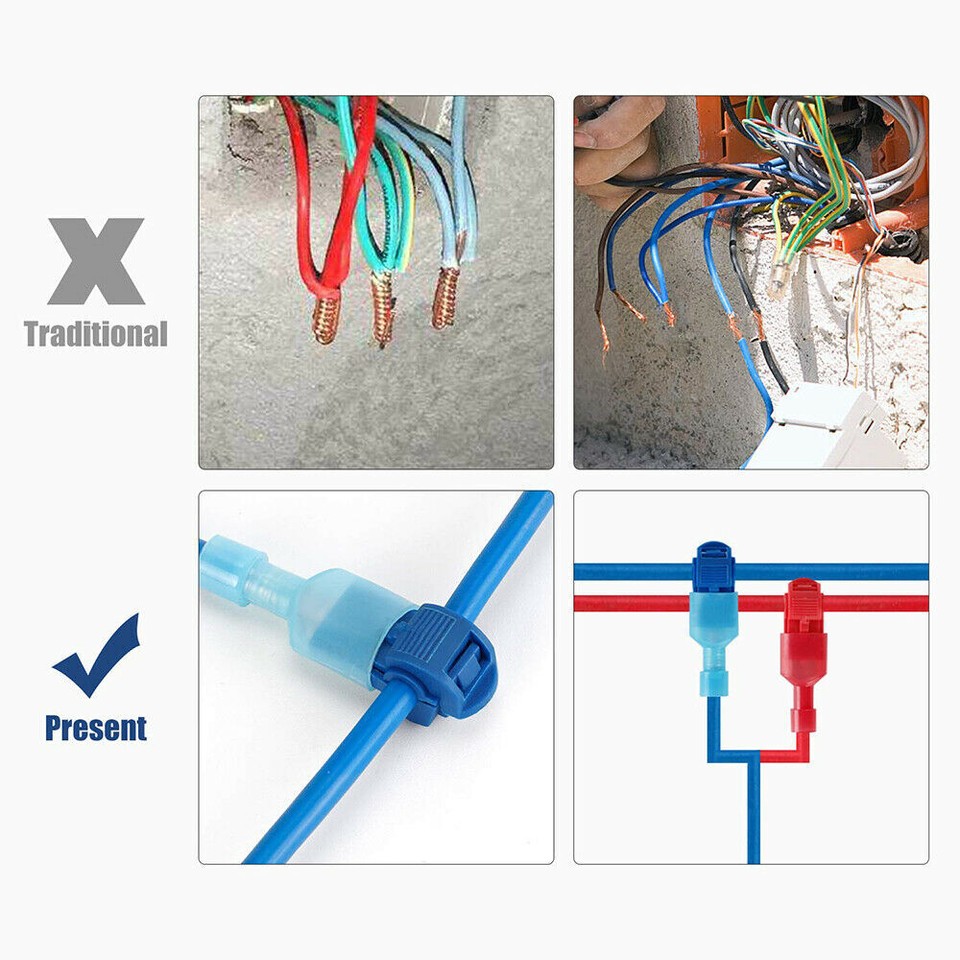 480/60Pcs T-Taps Wire Terminal Connectors Insulated 22-10 AWG Quick ...