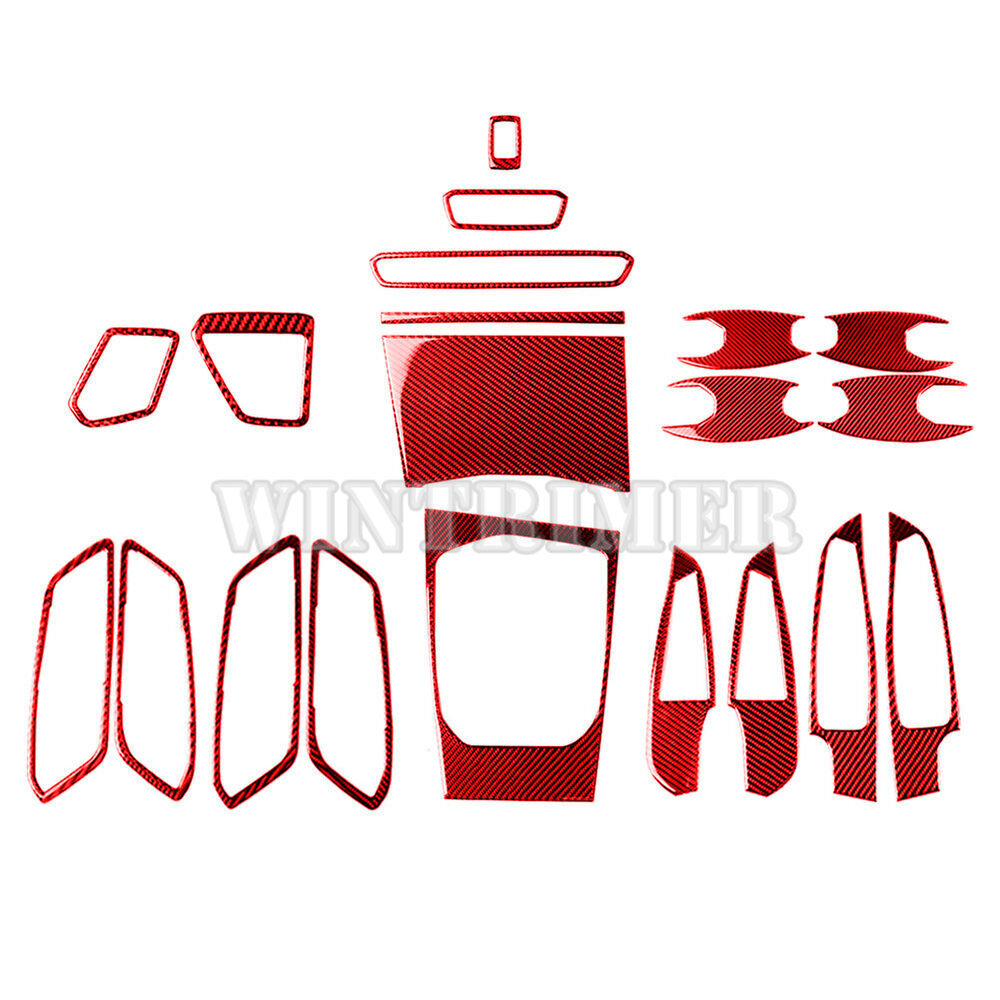 For BMW 3Series G20 G28 Red Carbon Fiber Interior Full Kit Cover Trim ...