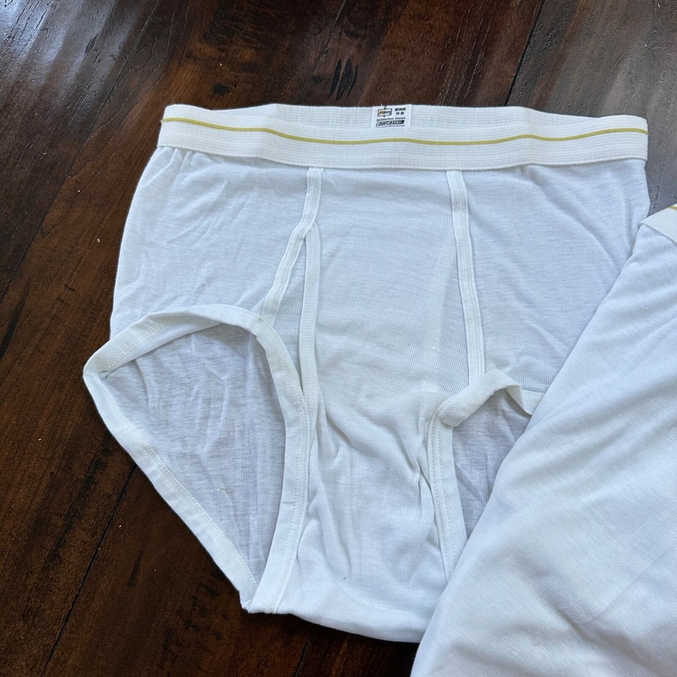 BVD Briefs Men Size 36 White Cotton Stripes 3 Pair VTG USA Lot 1970s ...