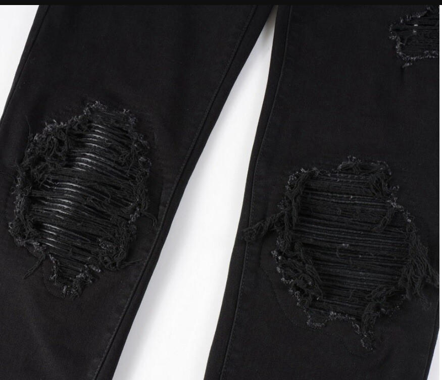 Faygo Designer Denim Leather Patch Torn Jeans Size 28 Urban Street | eBay