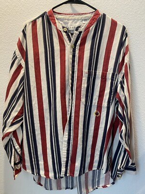 Vintage Merona Wide Striped Red And Blue mens longsleeve button up ...