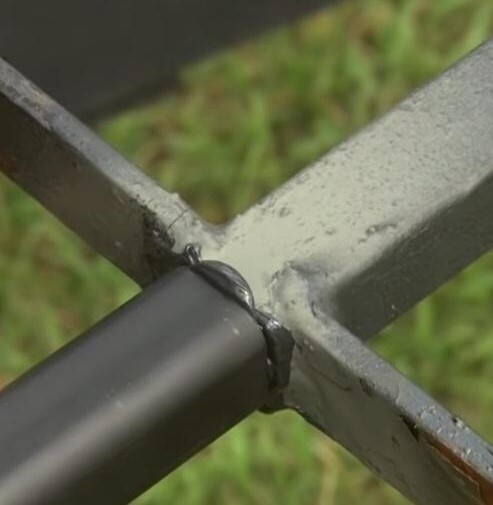 4" Handrail POST REPAIR leg base NO WELDING slips into 1" POSTS covers ...