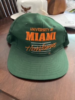 Vintage University Of Miami HURRICANES Snapback Script Hat Spellout ...