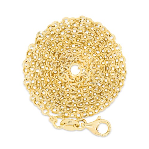 10K Yellow Gold 2mm Rolo Cable Round Link Chain Pendant Necklace Mens ...