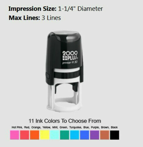 Custom Round Text / Logo Self Ink Stamp Cosco 2000 Plus Printer R40 ...