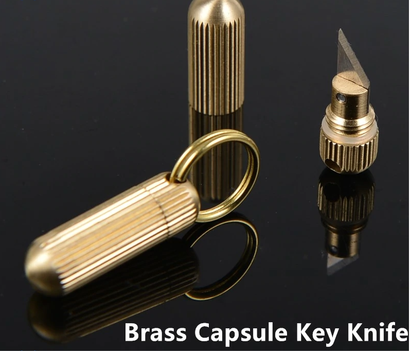 Brass Capsule Mini Pocket Knife Cutter Knife Keychain EDC Knife Pendant ...