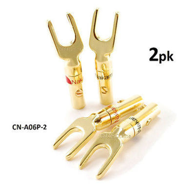 2-PACK Spade Fork Plug Screw Type Speaker Wire Connectors Black/Red ...