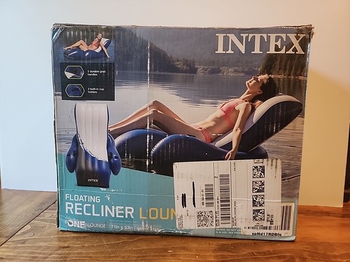 Intex Inflatable Floating Recliner Lounge Chair W/ Cup Holders Pool New ...