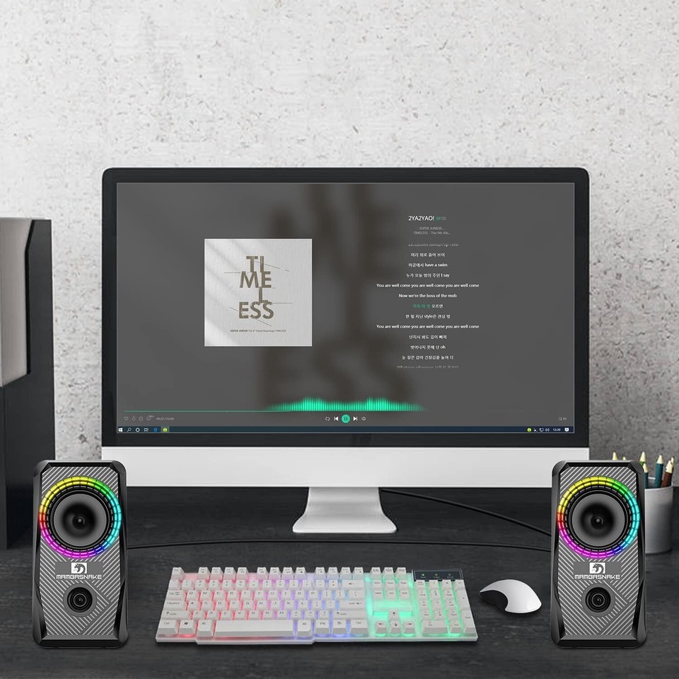 UK Layout Wired 104 Key Gaming Keyboard Mouse Headphone Speaker RGB PC ...