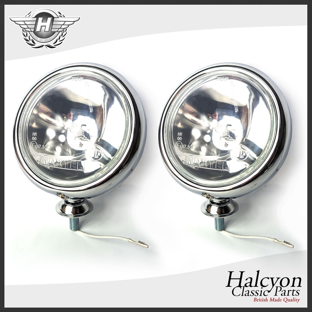 Classic Car Chrome Spot Lamps 518, 5" Round Lights, 55 Watt Halogen ...