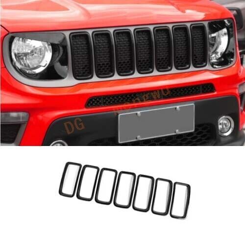 Black Front Grille Grill Ring Decor Cover Trim Fit For Jeep Renegade ...