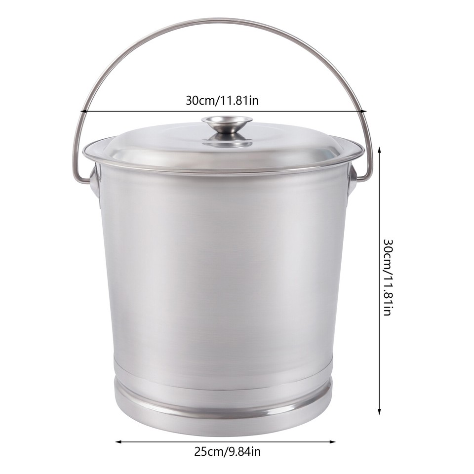 14L Stainless Steel Milk Pail Bucket with Lid Milk Can Wine Pail Bucket ...