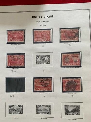 Scott used #Q1-Q4, Q6, Q7, Q9 1913 Parcel Post stamps mixed condition ...