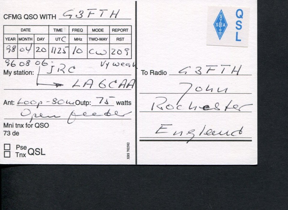 1 x QSL Card Radio Sweden SM0KSJ Ronninge 1998 Ericsson ...