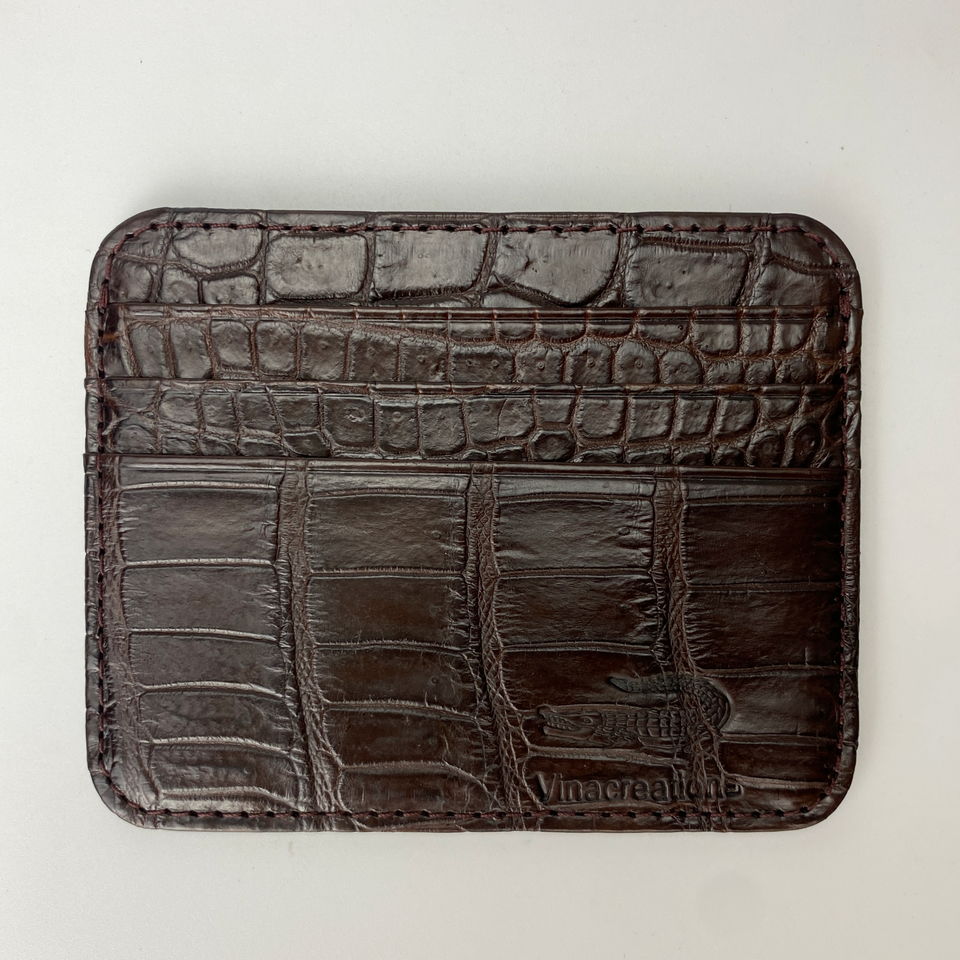 Genuine Crocodile Ostrich Leather Cardholder Double side Skin Bifold ...