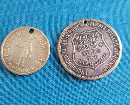 LOT Of 2 Masury Paint Leks and Smalare Brass + Ruberoid Roofing Tokens ...