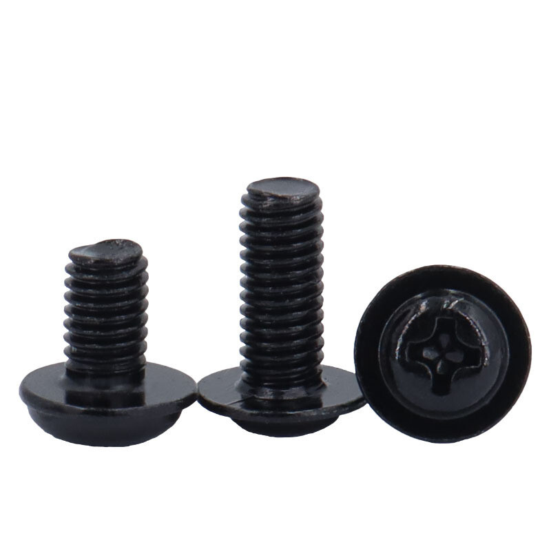 M1.4 To M6 Black Carbon Steel Flanged Phillips Cross Button Head ...