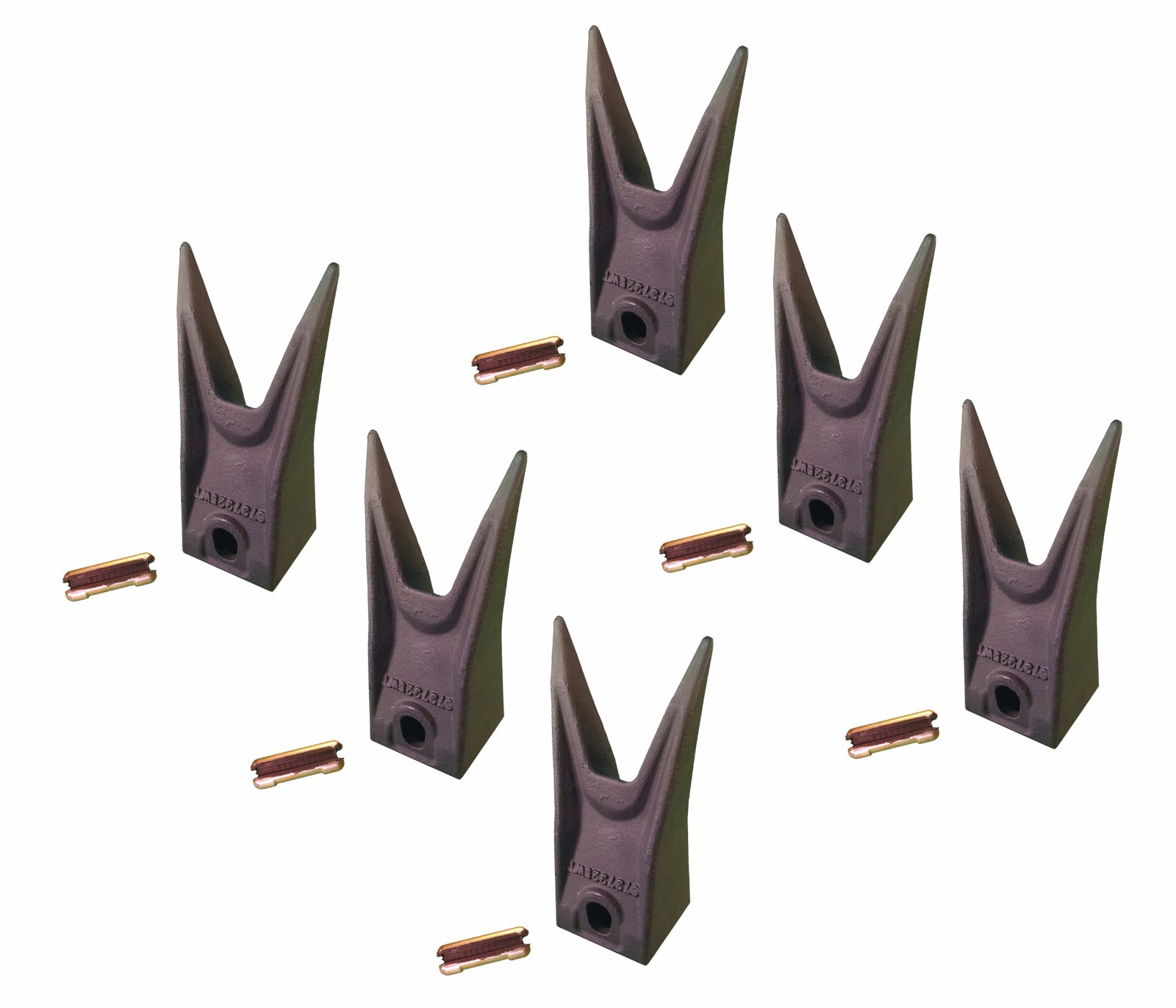 6- Bobcat Stye Mini Excavator / Skid Bucket Teeth w/ Pins - 7107321 ...