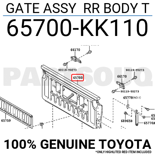 65700KK110 Genuine Toyota GATE ASSY RR BODY T 65700-KK110 | eBay
