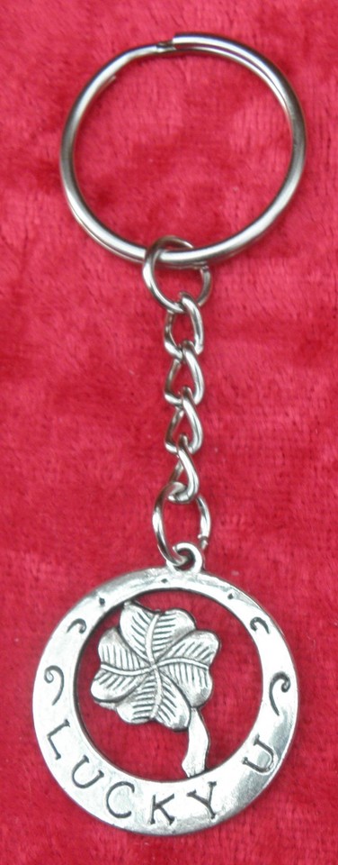 Lucky 4 Leaf Clover Key Ring Keyring | eBay