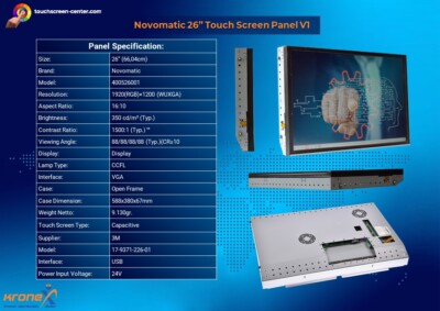 26" Novomatic 400526001 Open Frame 3M Touch Screen Monitor, 1920×1200 ...