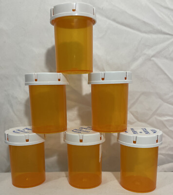 6 Empty Large Plastic Pill Prescription Bottles Child Resistant Lids ...