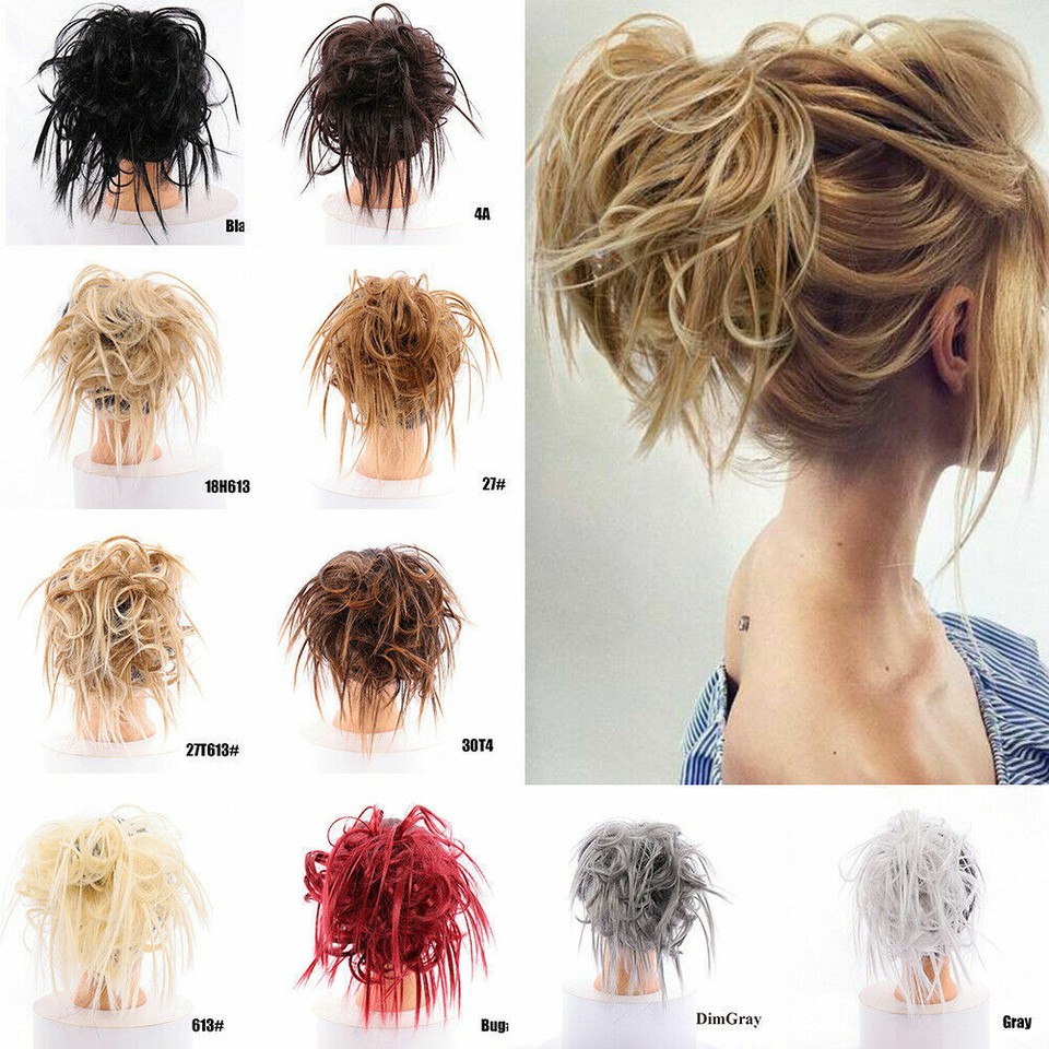 Realistic Chignon Scrunchie Messy Bun Tousled Hairpiece Elastic Band ...