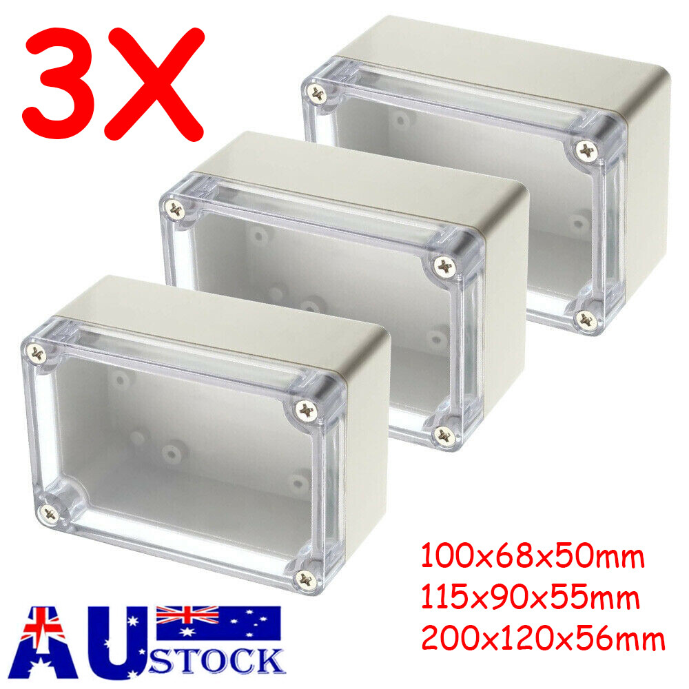 3 Clear Cover Junction Box IP64 Waterproof ABS Plastic Case Electrical ...
